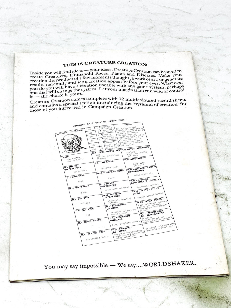 WORLDSHAKER - CREATURE CREATION. FN+ CONDITION. – The Unreality Store
