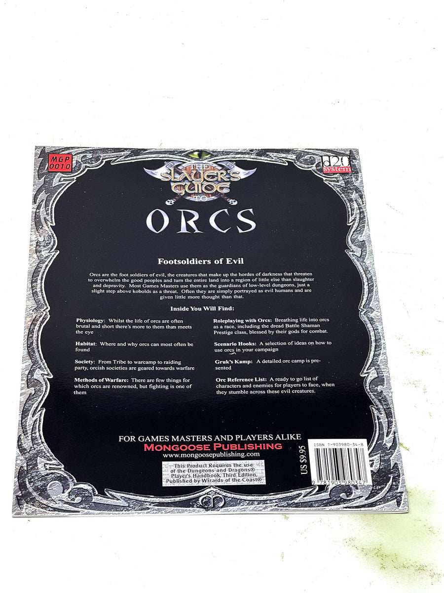 D20 SYSTEM - SLAYERS GUIDE TO ORCS. VFN+ CONDITION. – The Unreality Store